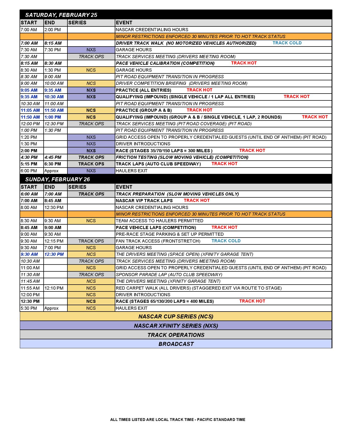 NCS, NXS - Schedule - Auto Club - 2/2023 - InfieldJen.com